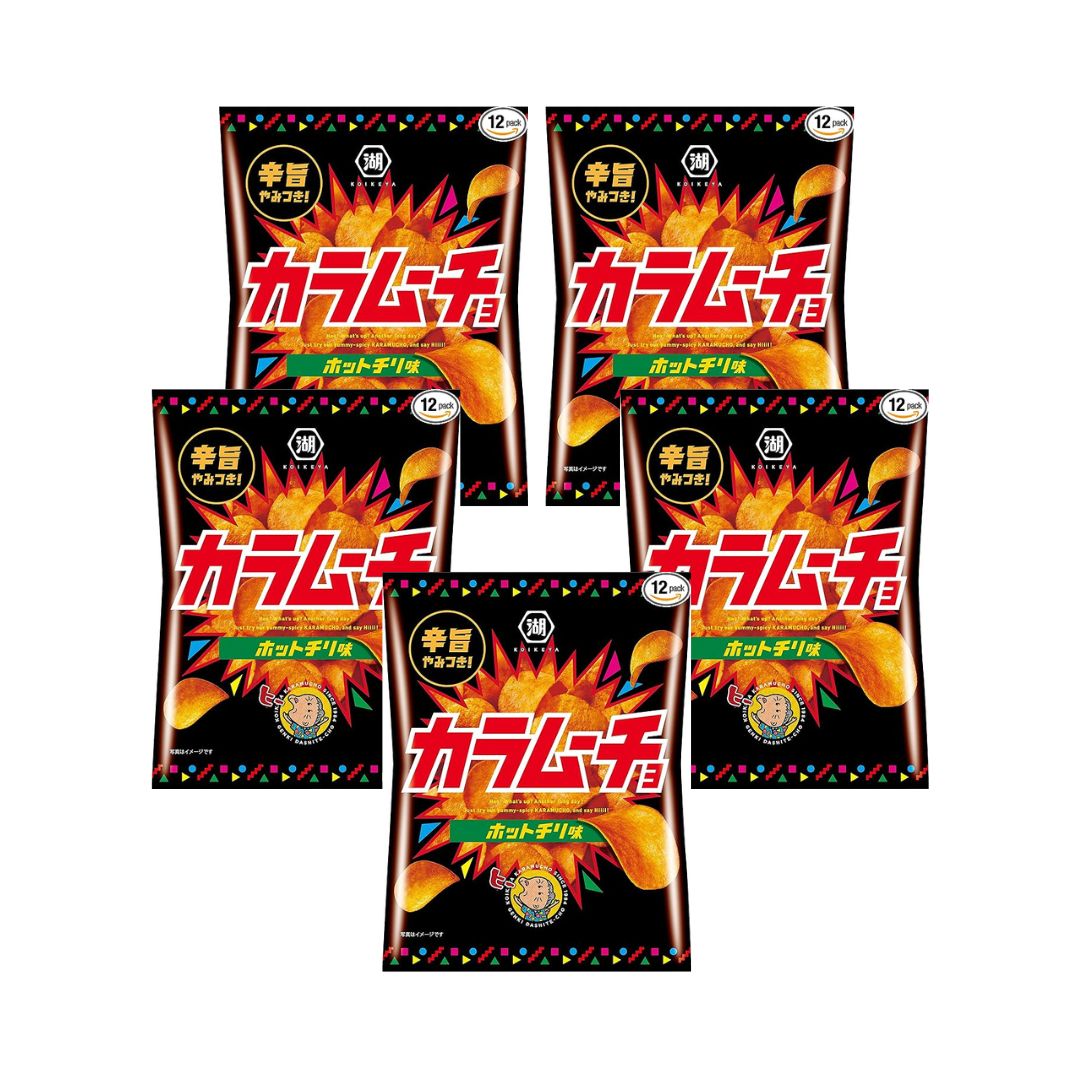 Koikeya Karamucho Hot Chili Spicy Potato Chips 97g (Pack of 5 Bags ...