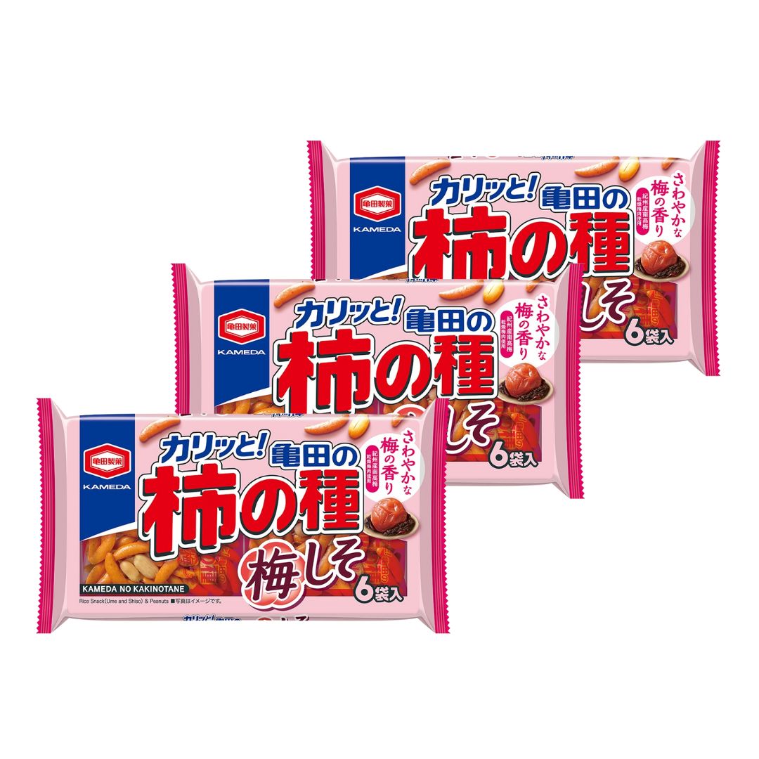Kameda Crisps Plum and Perilla Flavor~Kakinotane~(6 pack per bag, 3 ba ...